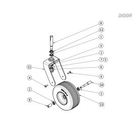 POWER RAKE - JOCKEY WHEEL - ASSEMBLY
